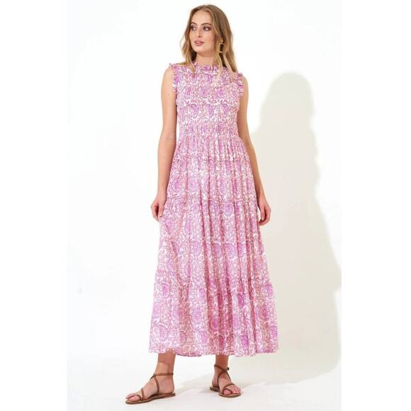 Oliphant | Dresses | Oliphant Tuckernuck Sleeveless Smocked Ruffle Maxi ...